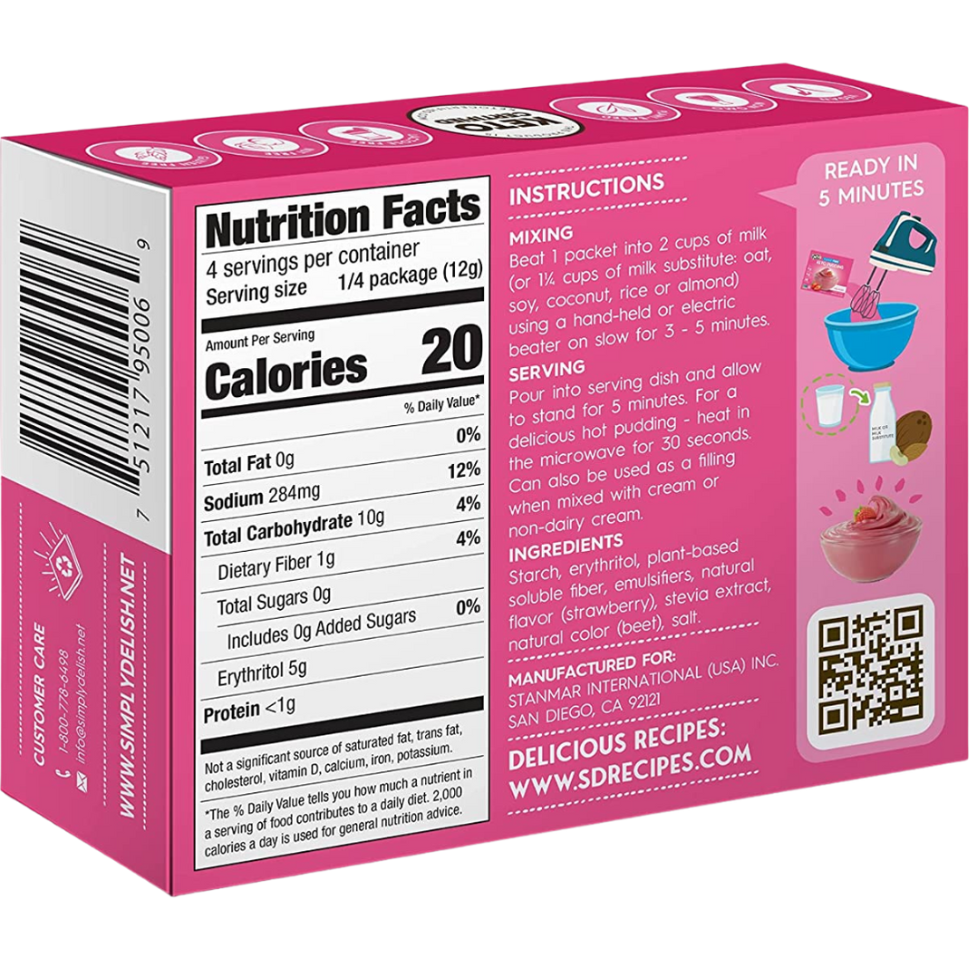 Simply Delish - Strawberry Pudding Keto BOX OF 6 - Keys Nutrition
